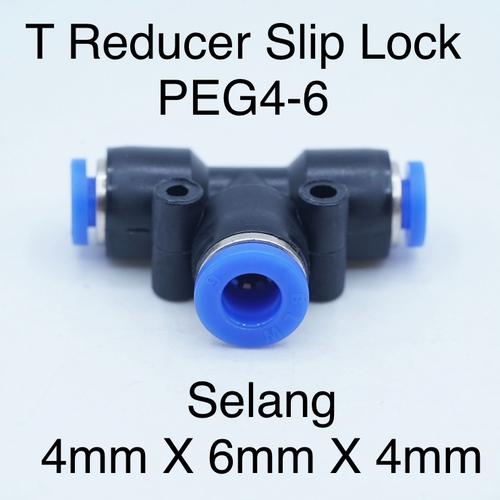 Jual PEG4-6 PEG 4-6 Konektor Sambungan Fitting T Tee Reducer Pneumatic ...