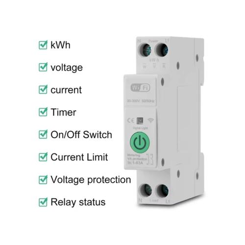 Jual Smart MCB 1 Phase 63A DIN Rail KWH Meter Timer Switch VA Protect ...