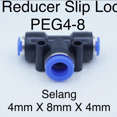 Jual PEG4-8 PEG 4-8 Konektor Sambungan Fitting T Tee Reducer Pneumatic ...