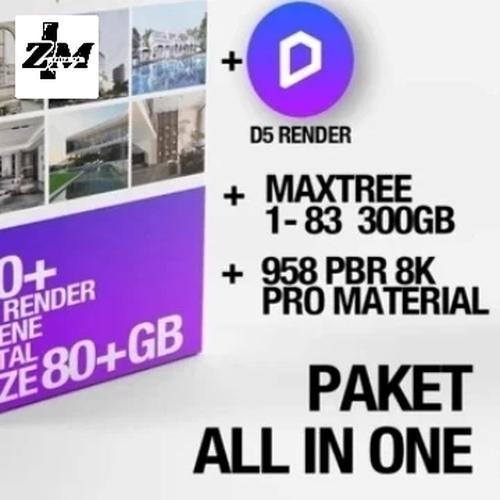 Jual Promo D5 Render + 60+ Scene 80+ GB dengan Pro PBR 8K Material Library 70 GB dan Material ...