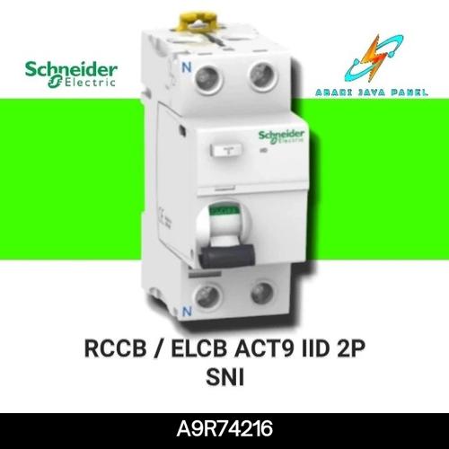 Jual RCCB ELCB SCHNEIDER ACTI9 IID A9R74216 16A 300mA 2P TYPE AC 2PHASE SCHNEIDER ORIGINAL SNI ...