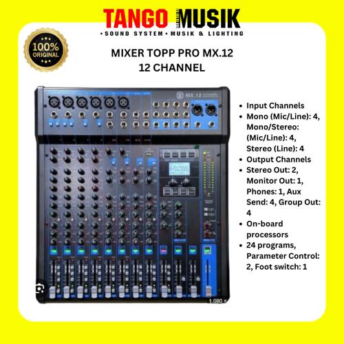 Jual Mixer Topp Pro MX.12 12 Channel Garansi 1 Tahun / Mixer Analog 12 Channel / Mixer audio ...