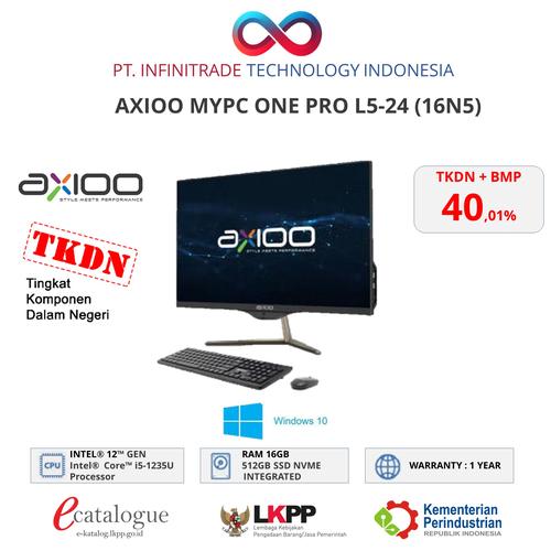Jual TKDN AXIOO MYPC ONE PRO L5-24 (16N5) i5-1235U 16GB 512GB SSD INTEL WINDOWS 11 23.8 INCH - 1 ...