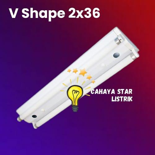 Jual Kap Lampu V Shape 2x36 120cm /.Kap lampu tL / Kap Lampu T8 / Kap ...
