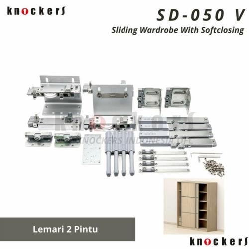 Jual Roda dan rel sliding KNOCKERS SD 050 V 80 kg soft close 2 pintu ...