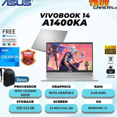 Jual Laptop Asus Vivobook 14 A1400KA Intel N4500 Ram 8GB Ssd 512GB ...
