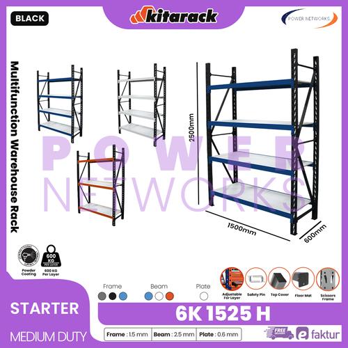 Jual RACK GUDANG BESI Serba guna 600kg 1,5 meter p 2,5 meter rack besi ...