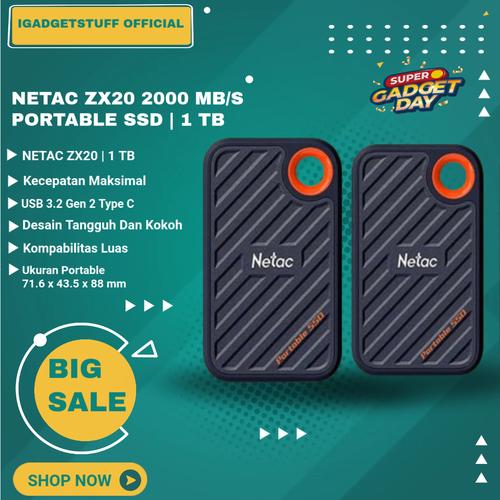 Jual Portable SSD 2000MB/s USB 3.2 Gen2 Type C 1TB Biru NT01ZX20 Netac ZX20 - 1TB - Jakarta ...