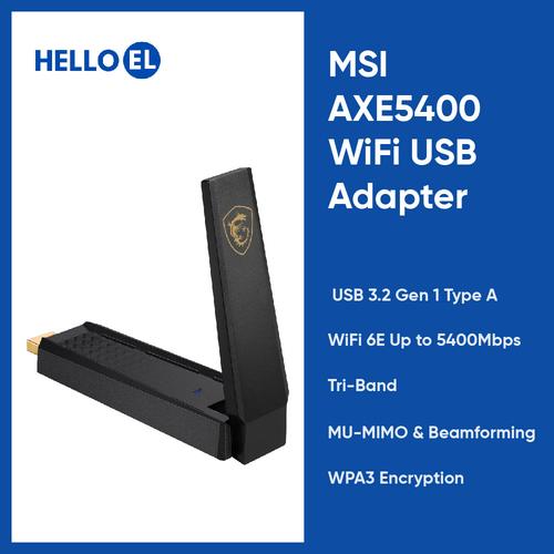 Jual MSI AXE5400 WiFi USB Adapter WiFi 6E 5400Mbps Tri Band MU-MIMO ...
