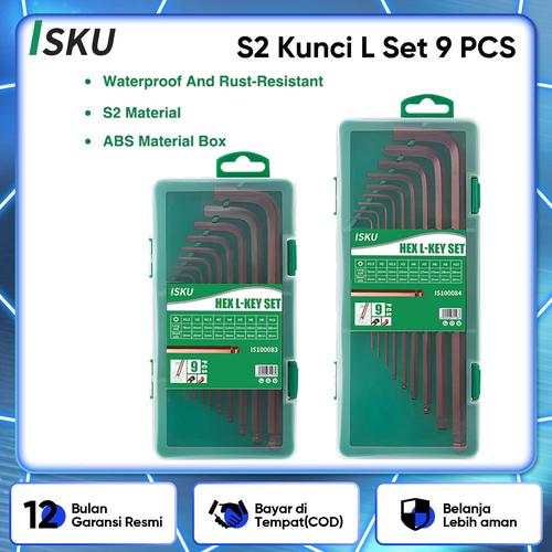 Promo ISKU Kunci L Set panjang Ballpoint 9 PCS Bahan S2 Tidak berkarat - Panjang Tengah ...
