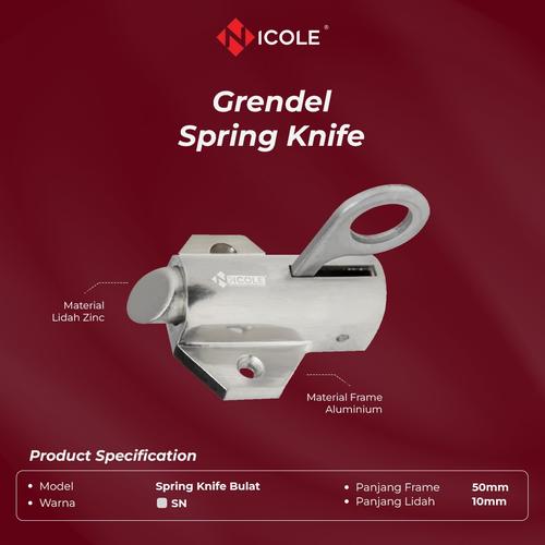 Promo Grendel Spring Knife Bulat / Kunci Jendela Nicole Jumbo - Black ...