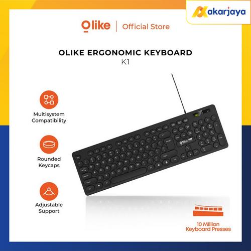 Promo Olike K1 Wired Keyboard Ergonomic Rounded Keycaps Fullsize ...