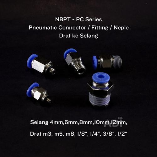 Jual NBPT PC Neple Pneumatic Drat ke Selang Connector Fitting 4mm 6mm ...