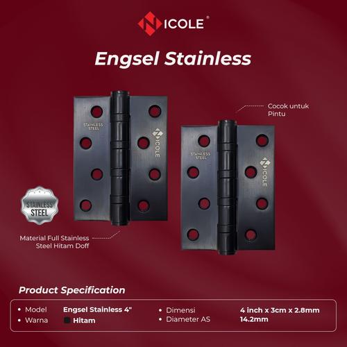 Promo Engsel Pintu Stainless Hitam Tebal 3 Inch 4 Inch 5 Inch / Door ...