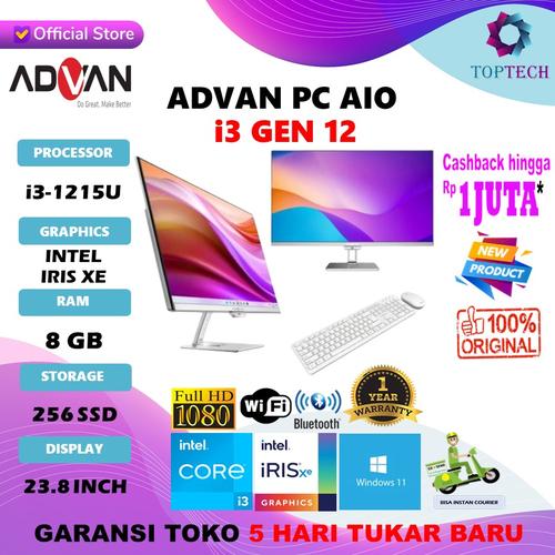 Promo Advan PC AIO | PC Desktop All In One Core i3 1215U 8GB 256GB 23 ...