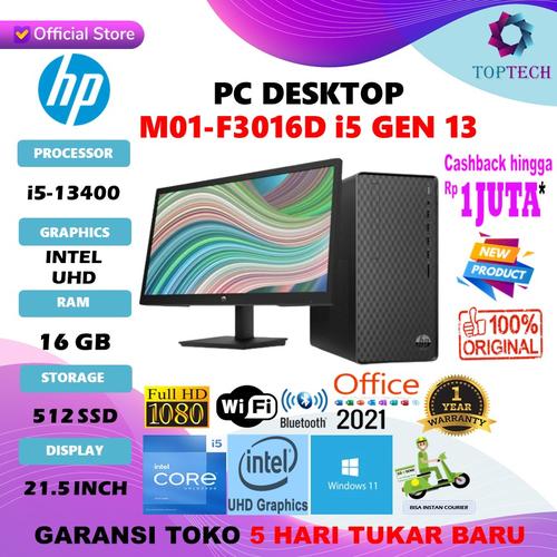 Promo HP PC Desktop M01-F3016D i5 13400 16GB 512ssd 21.5" FHD OHS W11 - 8GB, Windows 11 Home ...