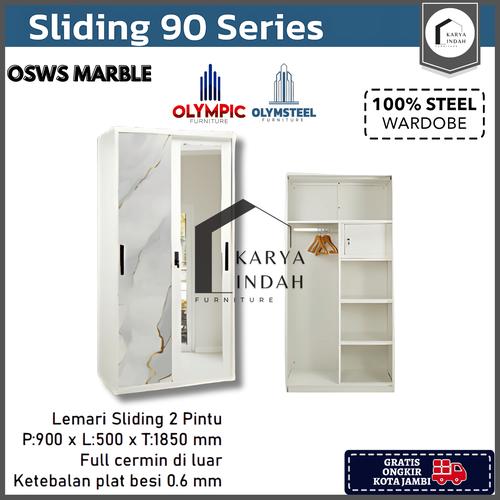 Jual Lemari Pakaian Besi 2P 90 OSWS OLYMPIC STEEL Series - Cabinet Baju 2 Pintu Sliding Plat ...