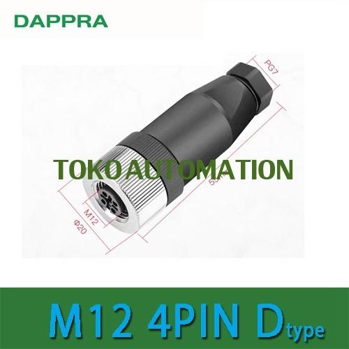 Jual M12 4 Pin 4PIN 4P Female Connector kode D Konektor Profinet ...