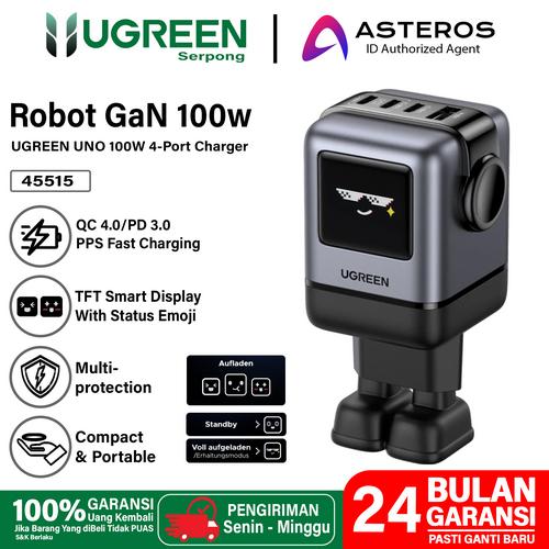 Promo UGREEN Uno Wall Adaptor Charger 100W GaN Robot Smart Display Fast Charging PPS PD 3.0 4.0 ...