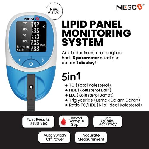 Jual Lipid Nesco Monitoring 5 in 1 / Alat Cek Kolesterol 5 IN Lipid Monitoring Nesco / Alat ...
