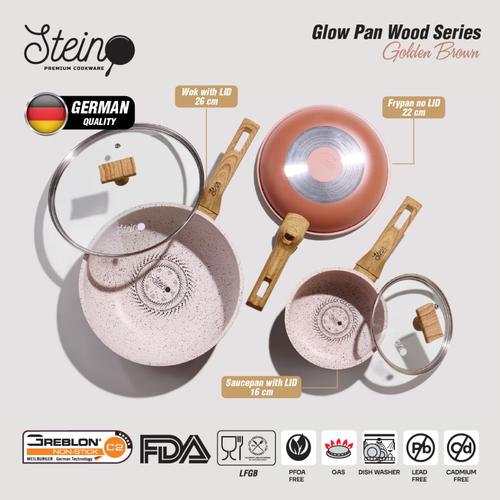 Jual STEIN Glowpan Set 5in1 Wood Handle - Panci Set Lapisan Marbel ...