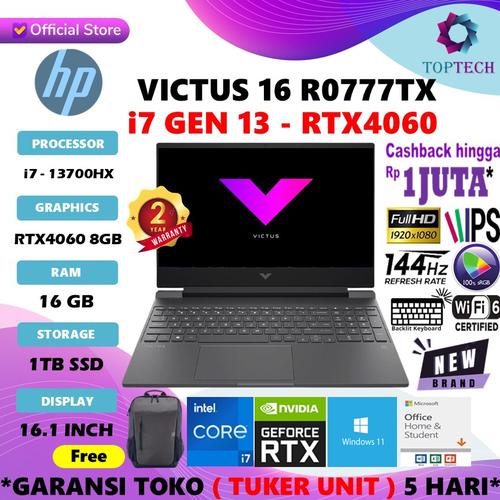 Promo HP VICTUS GAMING 16-R0777TX i7 13700HX 16GB 1TB SSD RTX4060 8GB ...