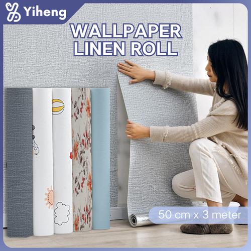 Promo Wallpaper Foam Linen Roll Serat Linen Wallpaper Dinding Polos ...