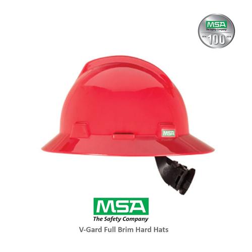Jual MSA V-Gard Full Brim Hard Hats Red Fas-Trac/ Helm MSA Full Brim ...