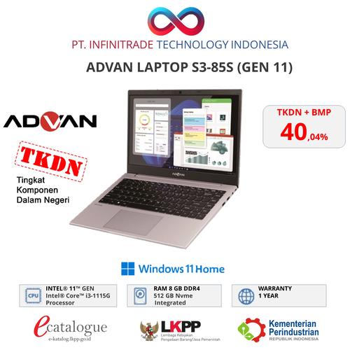 Jual TKDN ADVAN LAPTOP S3-85S i3-1115G4 8GB 512GB INTEGRATED WINDOWS 11 - Kota Tangerang - PT ...