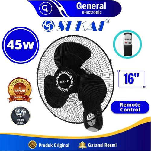 Jual Kipas Angin Dinding Remot / Wall Fan SEKAI 16 Inch Hitam - WFN1628 / 1FN 1628 - Jakarta ...