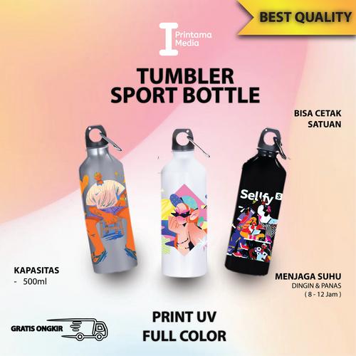 Jual Custom Botol Minum Sport 500ml Print UV Full Color - Hitam, 1 Sisi ...