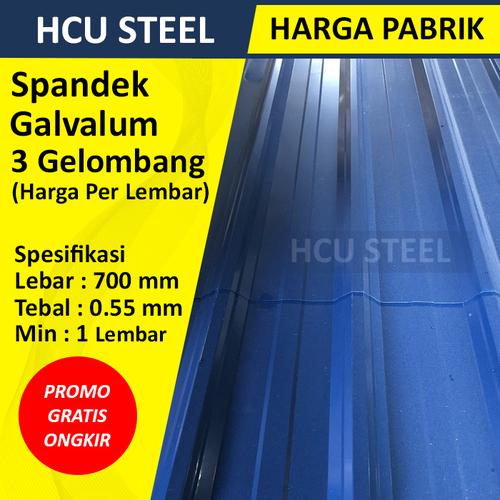 Jual Spandek Atap Galvalum 3 Gelombang Warna Biru 0.55 mm x Ef 700 mm ...