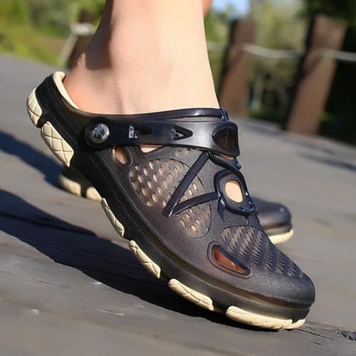 Promo Sandal Model Crocs Pria Premium Transparan Bahan Karet - Hitam ...