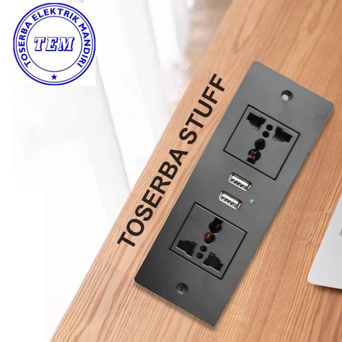Jual STOP KONTAK MEJA DESKTOP PREMIUM SLIM HITAM NAKAS HOTEL SOFA ISI 2 ...