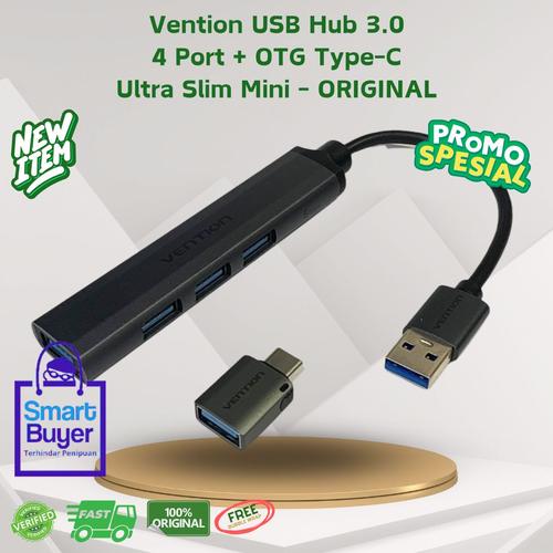 Jual Vention USB Hub 3.0 4 Port + OTG Type-C Desain Tipis Mini Kualitas ...