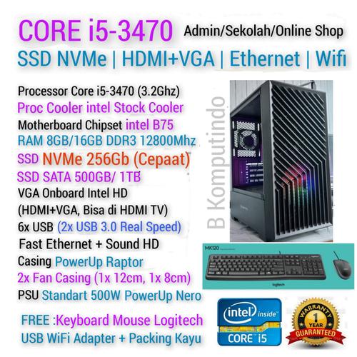 Jual CPU PC intel Core i5 RAM 8GB SSD HardDisk Free Keyboard Mouse ...