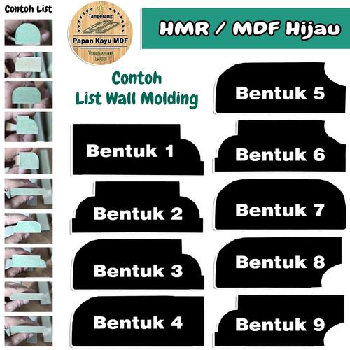 Jual HMR Hijau 15MM Wall Moulding Dinding Lebar 4 - 5 Cm List Profile ...