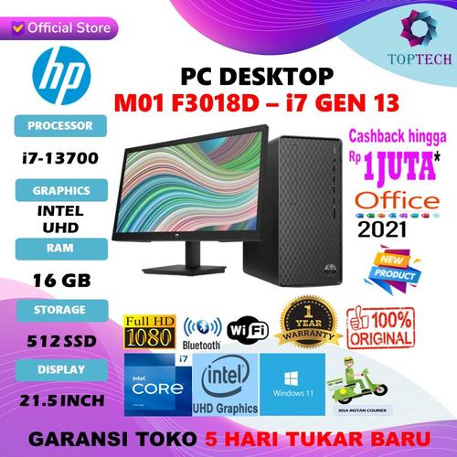 Promo HP PC DESKTOP M01 F3018D - i7 13700 16GB 512GB SSD 21.5" W11 OHS - WINDOWS 11 HOME, 8GB ...