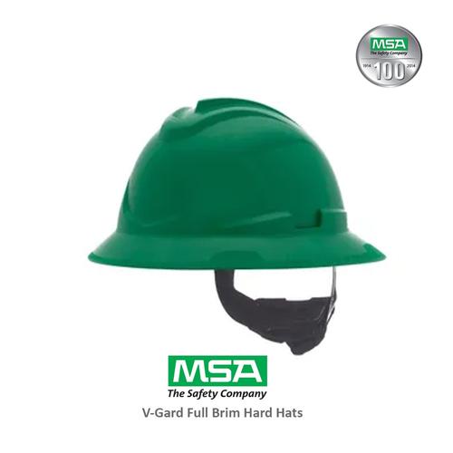 Jual MSA V-Gard Full Brim Hard Hats Green Fas-Trac/ Helm MSA Full Brim ...