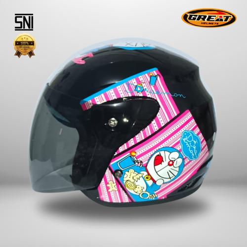 Jual Great Helm Evo Motif Kekinian Doraemon Hitam Half Face Original ...