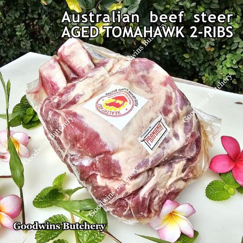 Promo 1.5kg BEEF COWBOY TOMAHAWK bone-in ribeye Australia STEER (young ...