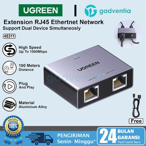 Promo UGREEN Adapter Splitter Extension RJ45 LAN 1 to 2 Ethernet ...