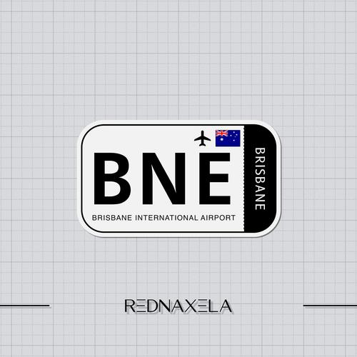 Jual Stiker Vinyl Brisbane International Airport Code BNE Sign Sticker ...