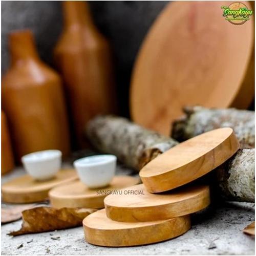 Jual Teak wooden Coaster 10 Cm tatakan gelas kopi cangkir mug kayu jati ...