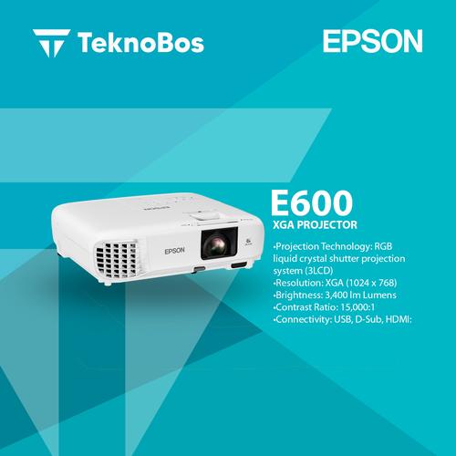Jual PROYEKTOR EPSON EB E600 TKDN XGA 3400 LUMENS HDMI 3 LCD - Kota ...