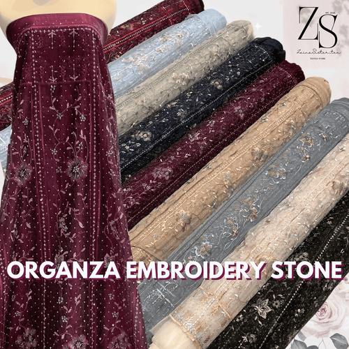Promo 1/2 Meter Bahan Kain Organza Bordir Embroidery Stone Series ...