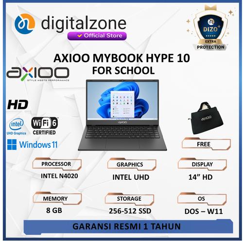 Promo AXIOO HYPE 10 - N4020 8GB 256SSD 14"HD DOS GARANSI RESMI AXIOO 1 TAHUN - 8/256SSD, DOS ...