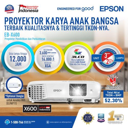 Promo Epson EB X600 Projector TKDN XGA 3600 Lumens HDMI 3 LCD Cicil 0% ...