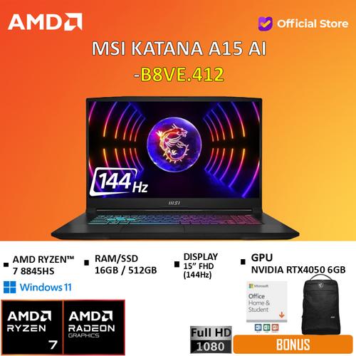 Promo MSI KATANA A15 AI Ryzen 7 8845HS RTX4050 6GB 16GB 512GB W11+OHS ...