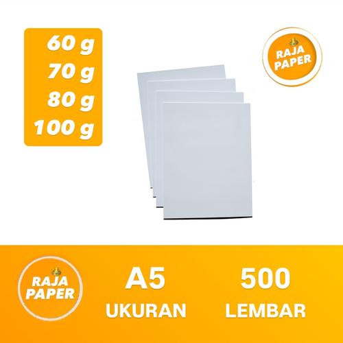 Jual Kertas HVS Ukuran A5 500 Lembar 60 70 80 100 Gsm Gr Gram ( 148 Mm ...